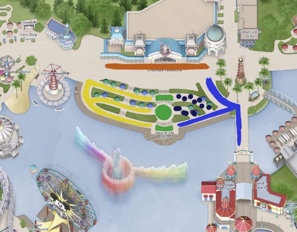 Best viewing areas for World of Color – 407 and Beyond Vacation Co.